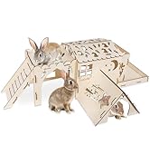Amazon.com : Teabelle Wooden Rabbit Hideout House, Multi-Chamber Bunny ...