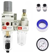 RIH Pneumatics Compressed Air Double Filter & Regulator, Air Drying ...