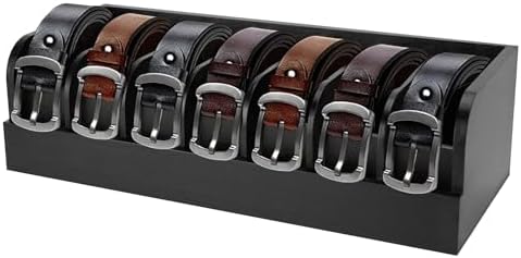 Amazon.com: Ikkle Wooden Belt Organizer Box, 10 Compartment Belt & Tie ...