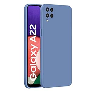 LIRAMARK Silicone Soft Back Cover Case for Samsung Galaxy A22 4G / M22 4G / F22 4G (Blue ...