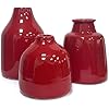 Amazon.com: Red Small Vase Set of 3 for Modern Home Decor,Ceramic Vases ...