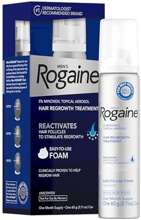 Amazon.com: Men's Rogaine 5% Minoxidil Foam for Hair Regrowth, Topical ...