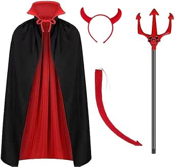 Amazon.com: Juephe Halloween Devil Costume Set Vampire Cape Reversible ...