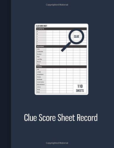 Clue Score Sheet Record: Clue Score Record Pads, Clue Score Pads, Clue ...