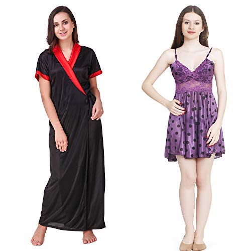Buy Trost - Womens Satin HOT & Bold Nighty/Nightwear Combo Set for ...