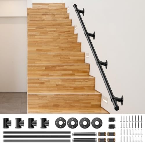 Handrails for Stairs, Couleeur Metal Railing Wall Mounted Handrail for Indoor Stair Rail Safety ...