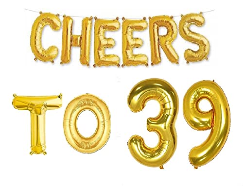 Cheers to Thirthy Nine Foil Balloon Combo Number 39 Foil Balloon for ...