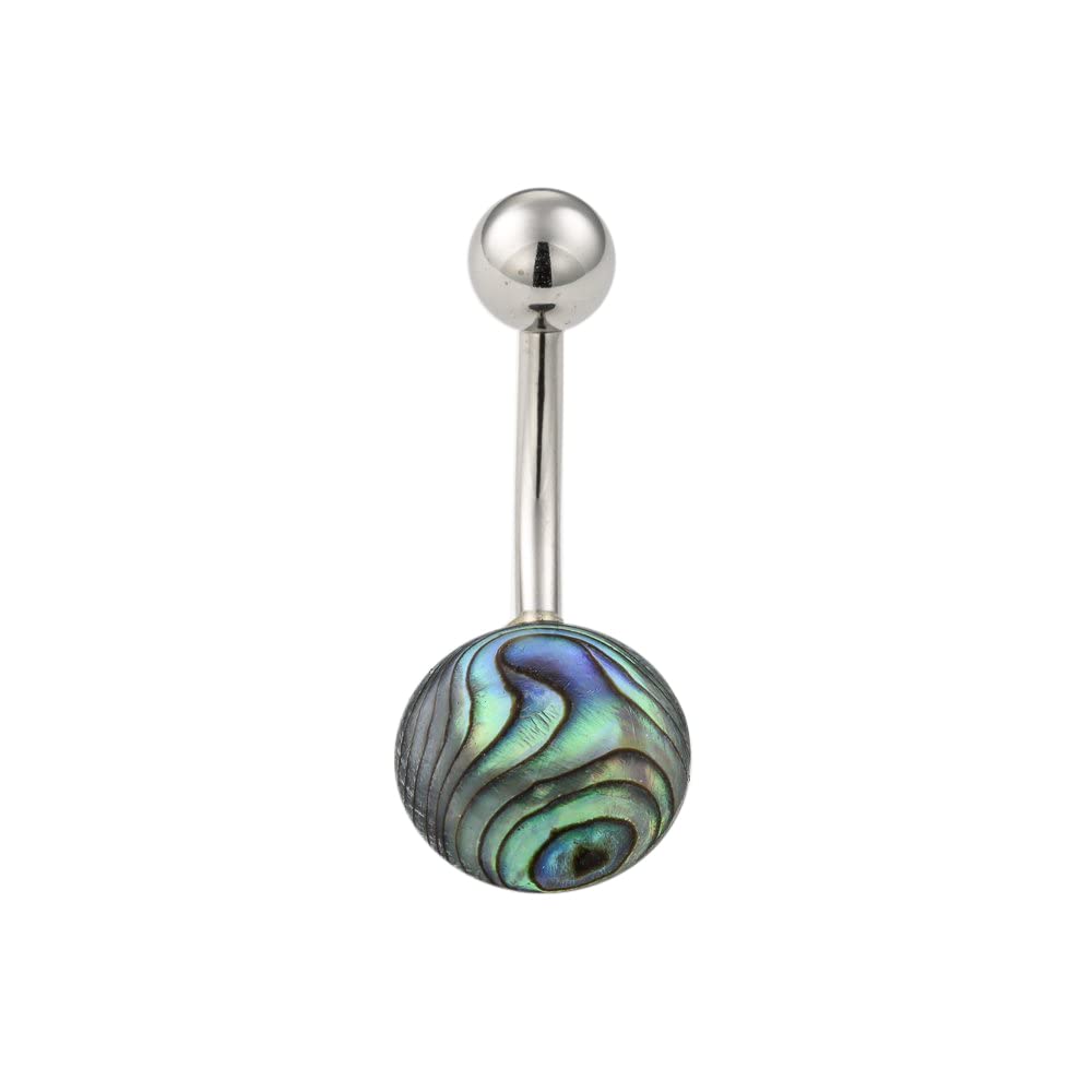 Amazon.com: Belly Button Ring, Surgical Steel & Abalone Shell Tribal ...