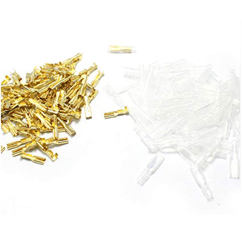 200 pcs Electrical Insulating Sleeve Wire Wrap Connector Gold Female ...