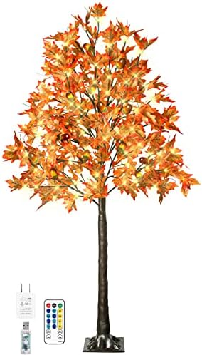 Amazon.com: LIGHTSHARE 6FT 120LED Artificial Lighted Maple Tree Warm ...
