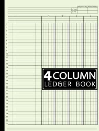 Amazon.com: 4 Column Ledger Book: Large Simple Four Column for ...