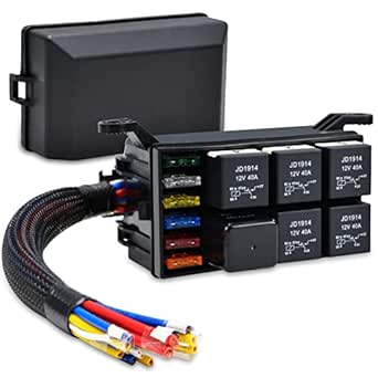 Amazon.com: YOMTOVM 12V Fuse and Relay Box Automotive Prewired with 6 ...