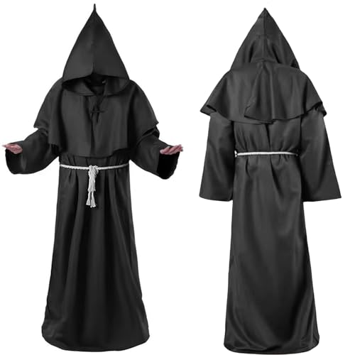 Amycute Monk Costume Medieval Friar Hooded Monk Renaissance Priest Robe ...