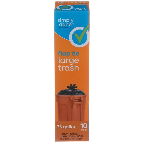 Amazon.com : Simply Done, Trash Bags, Flap Tie, Large, 33 Gallon ...