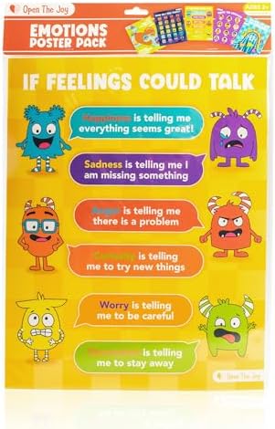 Amazon.com: Open The Joy Emotions Poster Pack – Feelings Chart ...
