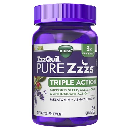 ZzzQuil PURE Zzzs Triple Action, 6mg Melatonin Gummies, 3X Melatonin ...