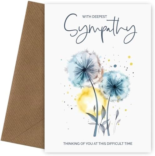 Deepest Sympathy Card with Dandelions - Heartfelt Condolences Card for ...