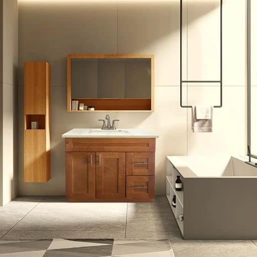 Amazon.com: Maple Shaker Sink Base Bathroom Vanity with Drawers 36 ...