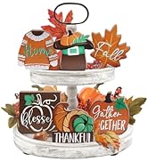 Amazon.com: Guoofu Fall Theme Tiered Tray Decor, Hello Autumn Pumpkin ...