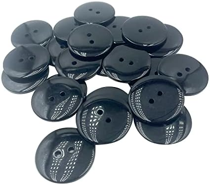 Amazon.com: 100Pcs - 25mm Black Buttons, 1 Inch Round Buttons Two Hole ...