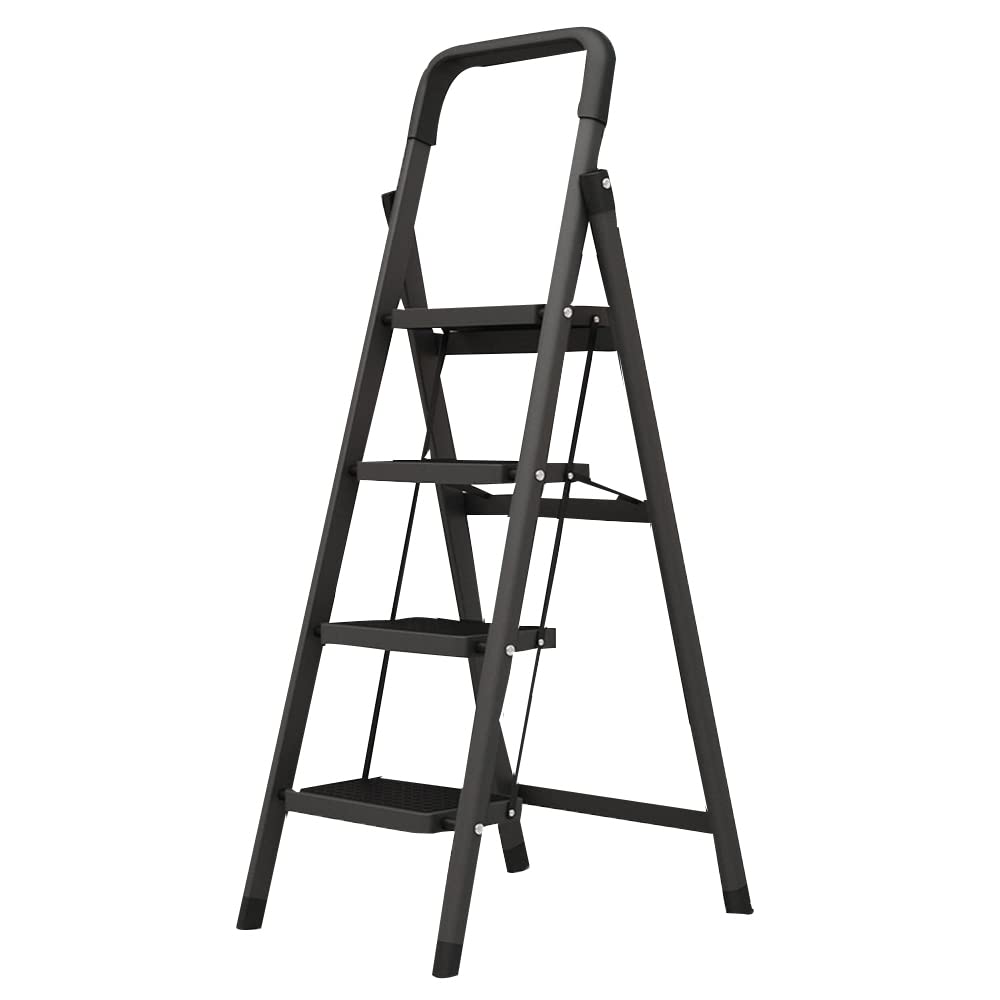 XUEGW Folding Ladder Anti-Slip Platform Portable Steel Frame for Adults ...