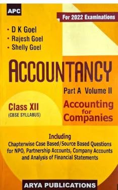 Accountancy Part A Volume II for Class XII (CBSE Syllabus), Accounting ...