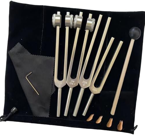 Edithown Tuning Forks, 4Pcs Tuning Fork Set OM136.1Hz, C128Hz, C256Hz ...