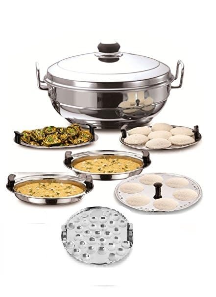 AQUIRIOS New idli maker with 6 Plate | 3 idli | 2 Dhokla | 1 Patra ...