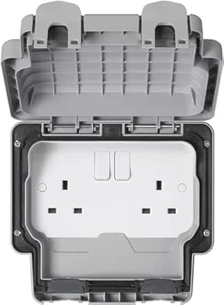 NOVEX IP66 Waterproof Oxford Series 13A 2 Gang Switch Socket : Amazon ...