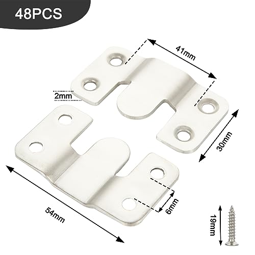 WOPPLXY 48PCS Flush Concealed Mount Bracket – 24 Pairs Stainless Steel ...