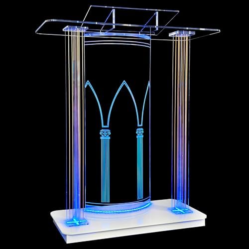 Amazon.com: Vakiorn 43IN Church Pulpit with 15 Colors Led Lights ...