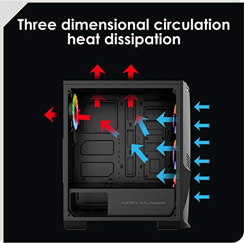 Apevia Crusader Mid Tower Gaming Case with 1 x Full-Size Tempered Glass ...