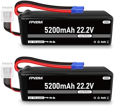 Amazon.com: Zeee 6S Lipo Battery 5000mAh 22.2V 120C Hard Case RC Battery with EC5 Connector for ...
