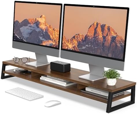 Amazon.com: Fenge Dual Monitor Stand for Desk, 42.5in Large Monitor ...