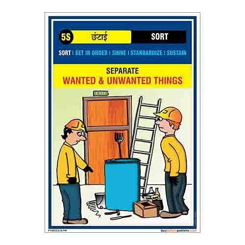 buysafetyposters.com - 5S Sort Poster In English PVC Sticker (A3, 12 ...