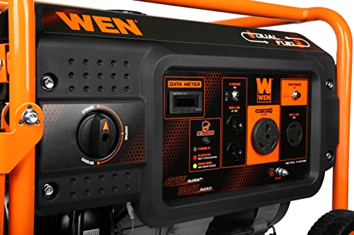 WEN DF430X 4375-Watt Dual Fuel Portable Generator with Wheel Kit and CO ...