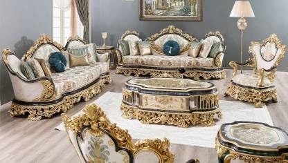 MUSKAN Arts Solid Wooden Hand Carving Luxury 7 Seater 3+3+1 Sofa Set ...