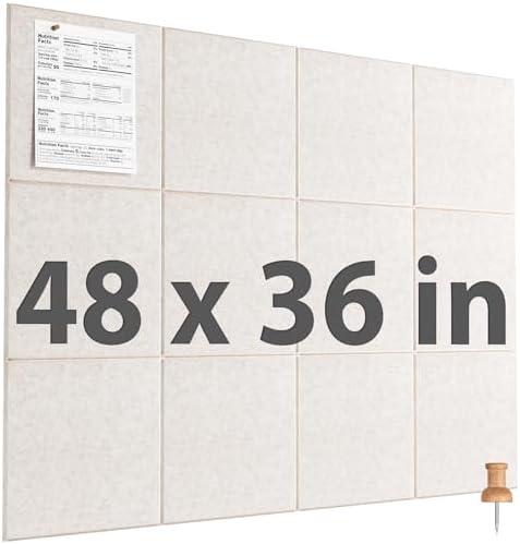 Amazon.com: Large Cork Board Alternative - 47"x35" 12 Pack Felt Wall Tiles with Safe Removable ...