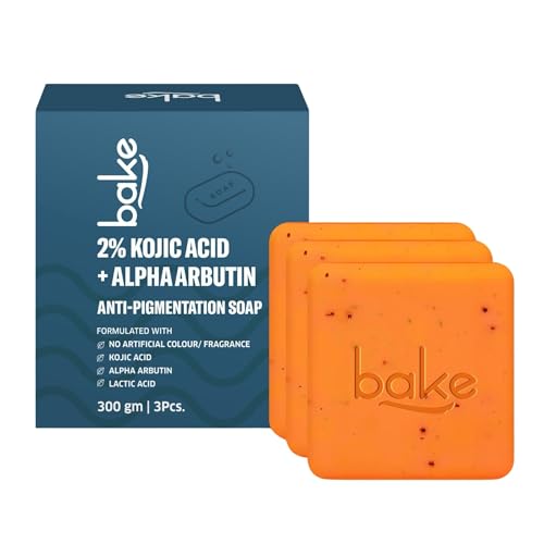 BAKE 2% Kojic Acid Scrub Treatment Soap (100 Gms Pack of 3) with Alpha ...