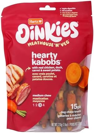Hartz Oinkies Hearty Kabobs Rawhide-Free Natural Chew Dog Treats, 15 ...