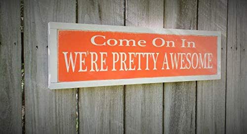 Amazon.com: Come On In We're Pretty Awesome Wood Sign 24"x6" Welcome ...