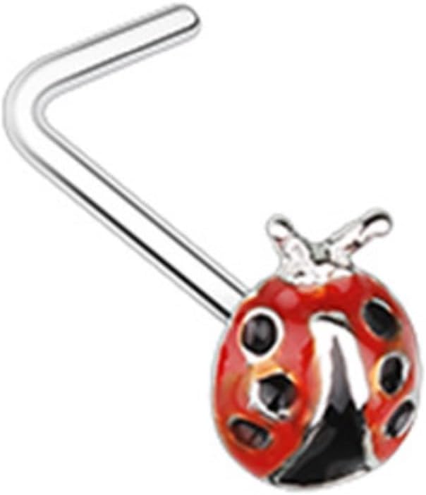 Amazon.com: Body Accentz Nose Ring L Bend Stud Lady Bug top 316L ...