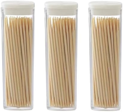 Amazon.com: 150 Count Bamboo Wooden Toothpicks Wood Round Double-Points ...