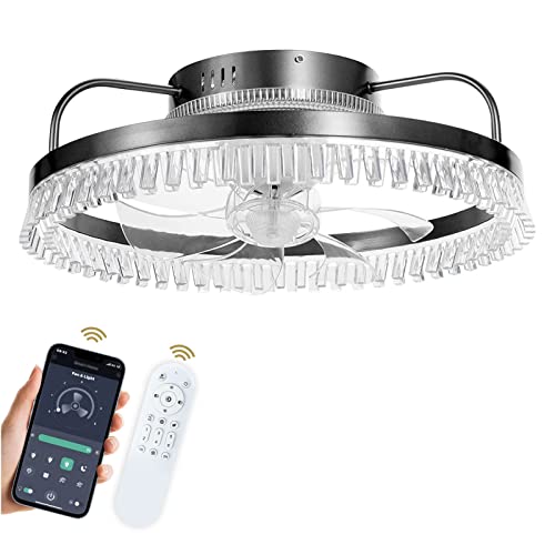 JINYUDABANG 360° Oscillating Flush Mount Ceiling Fans with Lights and ...