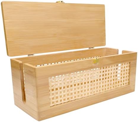 Amazon.com: EYEGLEAM Handmade Rattan Cord Organizer, Power Cord Box ...