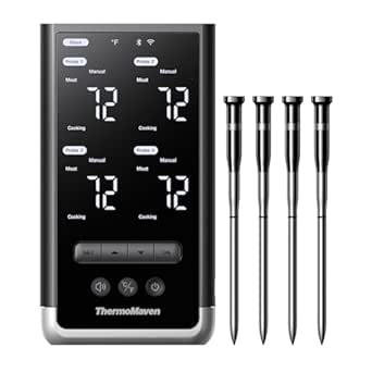 Amazon.com: ThermoMaven Silver 4-Probe Wireless Bluetooth Smart Meat ...