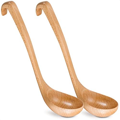 Amazon.com: FJNATINH Wooden Ladle. Long Handle Ladle Utensils for Soup ...