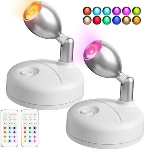 WUYOR Wireless LED Spotlight with Remote Control, Battery Spotlights ...