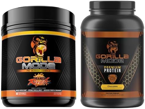 Amazon.com: Gorilla Mode Pre Workout (Orange Rush) + Premium Whey ...