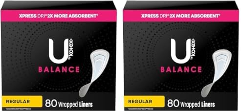 Amazon.com: U by Kotex Balance Wrapped Panty Liners, Regular Length, 80 ...